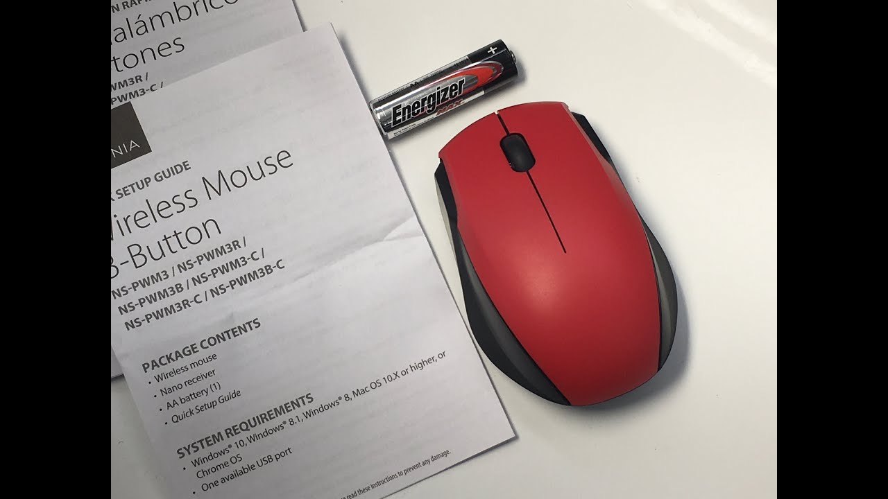 Insignia Wireless Optical CPU Mac Computer Mouse Black & Red Cheap Low ...