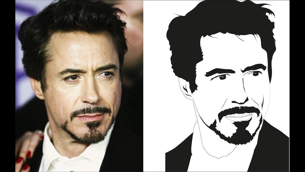 Line art Robert Downey jr - Illustrator - YouTube