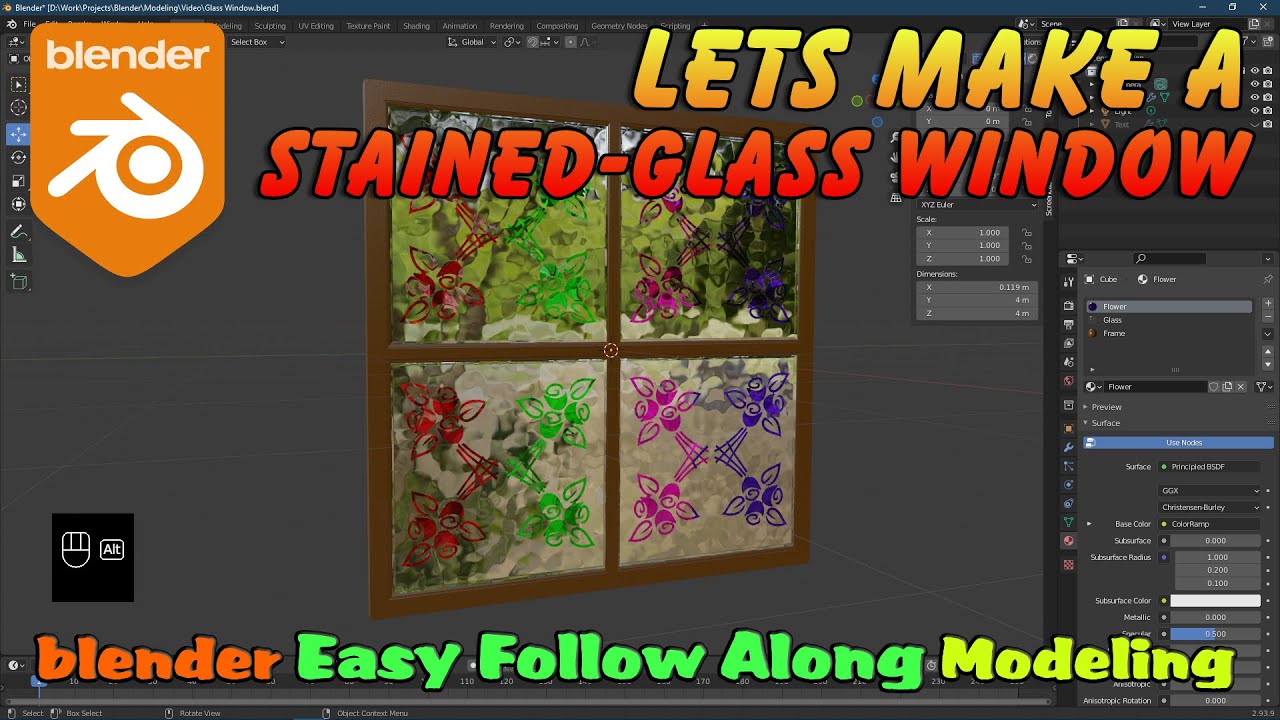 Blender, model Stained-Glass window - YouTube