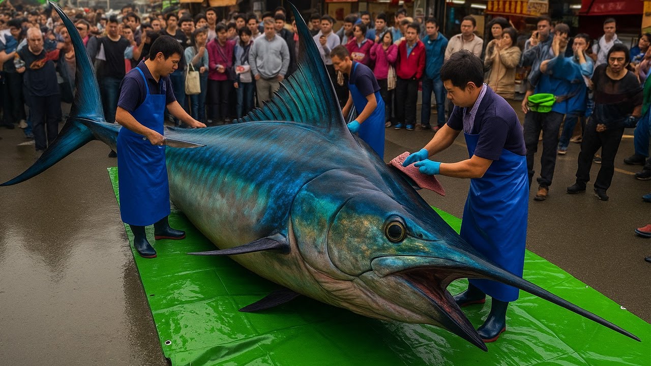 Insane 1000lb Marlin Sashimi Cutting | Seafood Giant Transformed! - YouTube