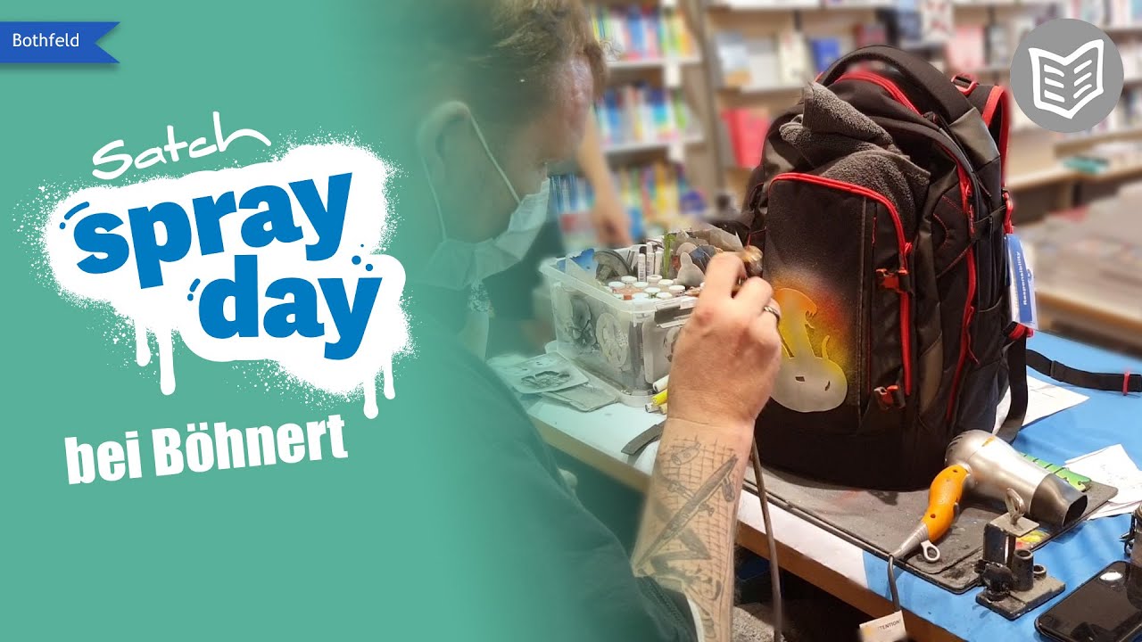 Graffitimotive auf dem eigenen Rucksack beim satch Spray Day bei ...