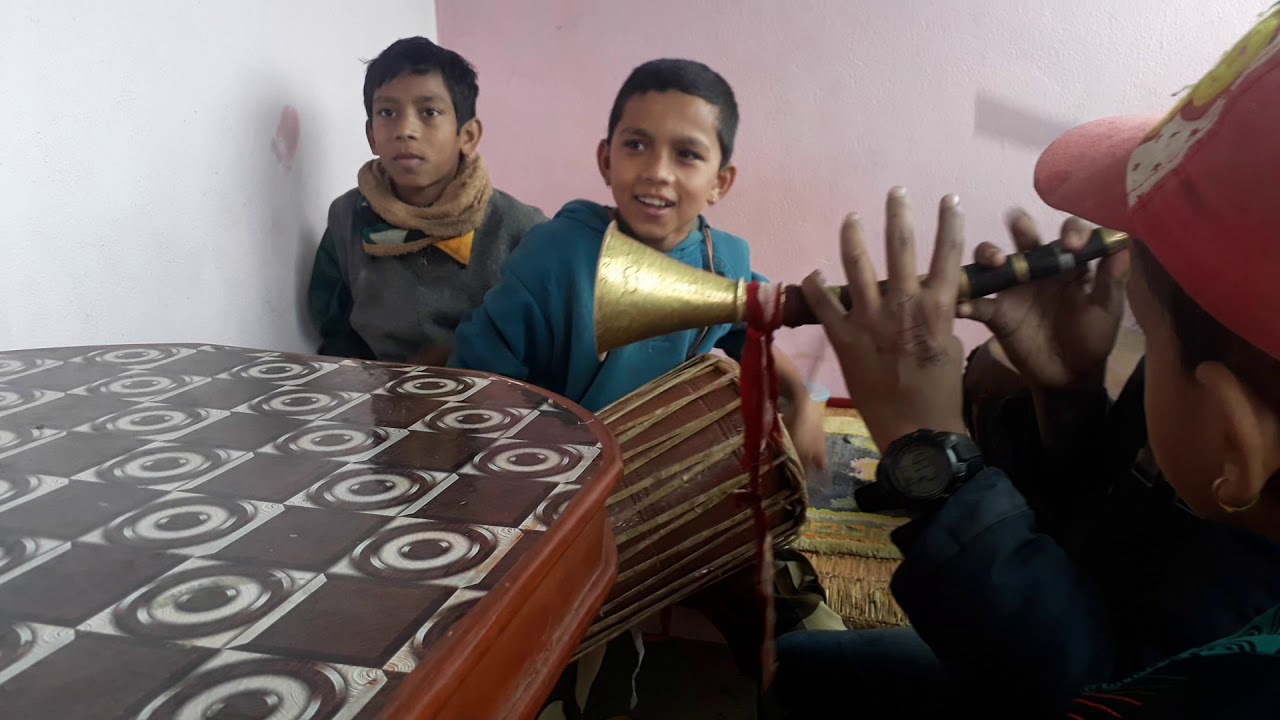 Children playing instruments(2)/ pahadi panchebaja nepal / bajatal ...