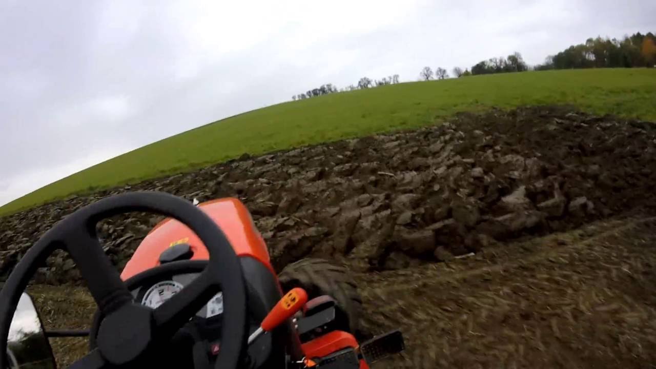 Ploughing with Kubota B2420 & homemade plough - YouTube