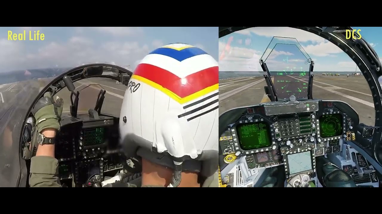 Real Life F18 vs DCS with VR, Carrier Landing - YouTube