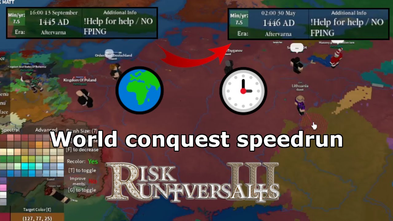 Trying to do world conquest speedrun in Risk Universalis - YouTube