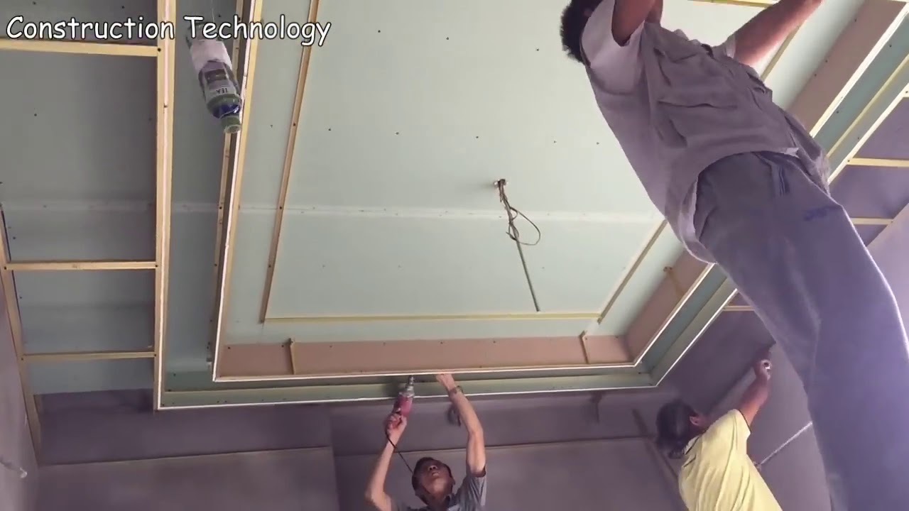 Amazing Techniques Construction Install Ceiling Plaster Fastest - YouTube
