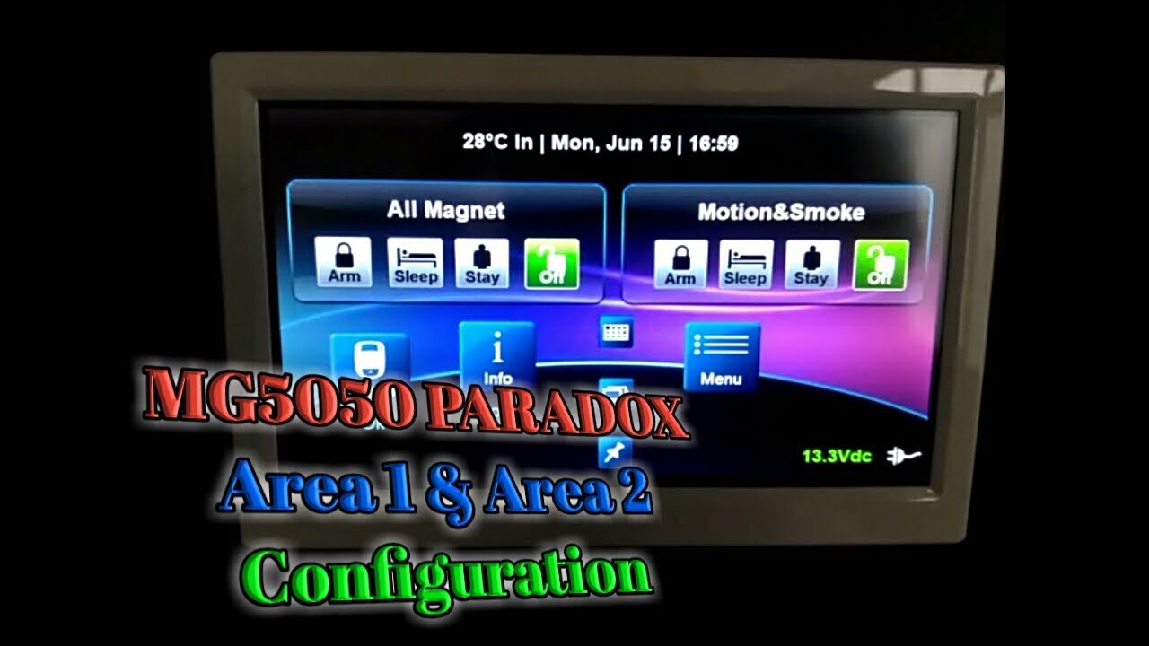 MG5050 PARADOX w/ Keypad TM70 / how to program Area 1 and Area 2 - YouTube