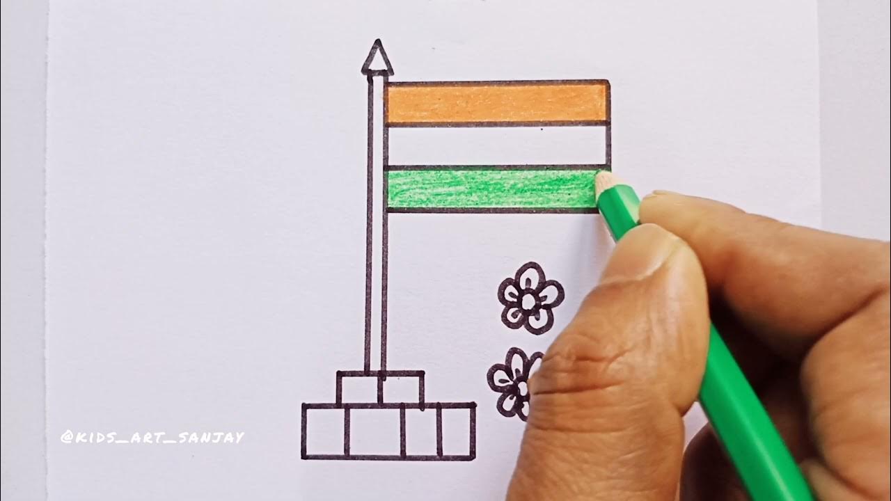 How to Draw Indian Flag Step By Step || Indian Flag Drawing With Colour ...