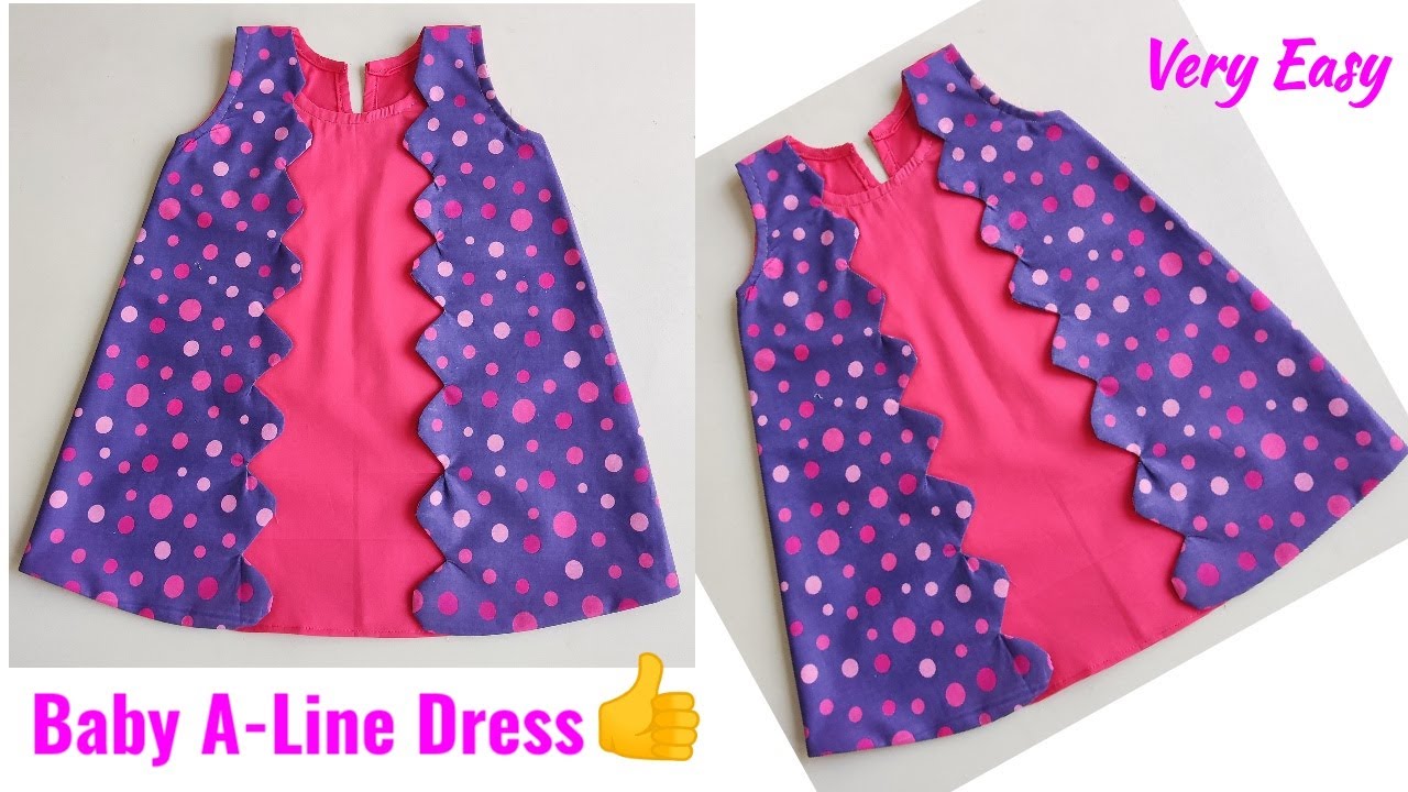 Baby A-Line Dress/Frock Cutting and Stitching | Baby Frock Cutting and ...