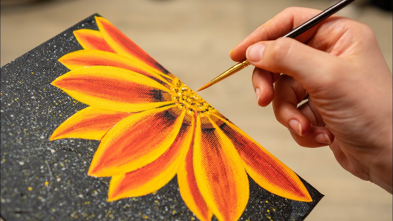 Yellow Flower - Acrylic painting / Homemade Illustration - YouTube