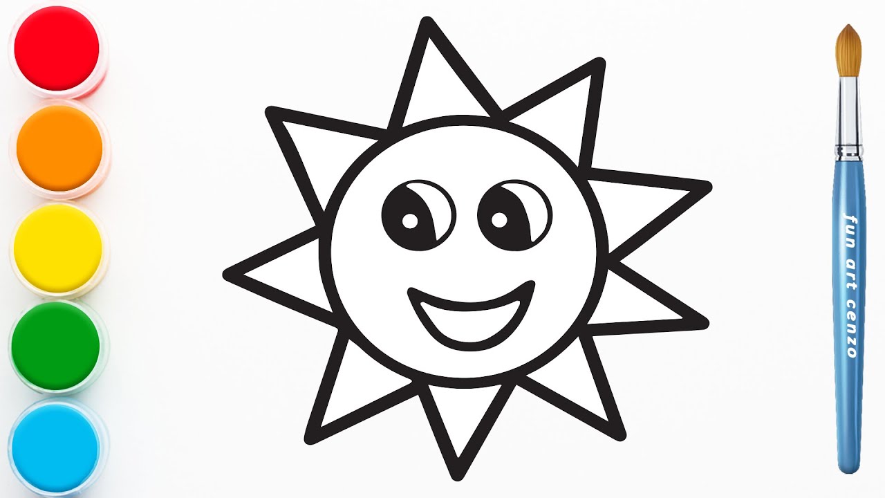 Fun Smiling Sun Drawing | Draw and Color a Cute Sun | Easy Sun Drawing ...