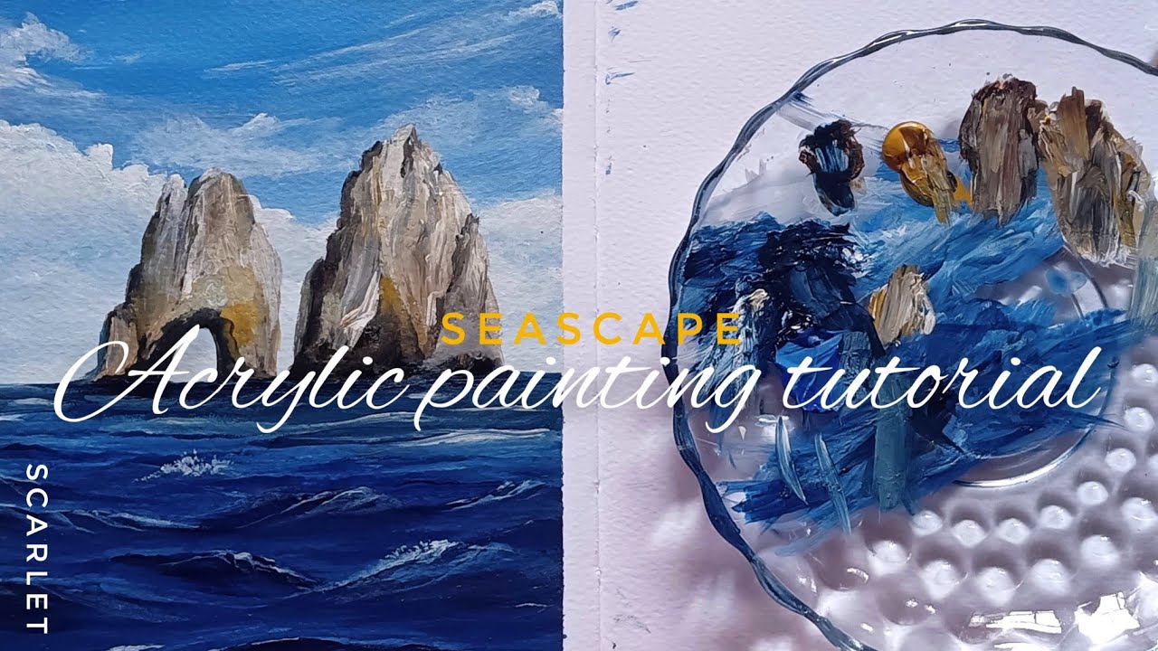 Seascape painting tutorial || acrylic painting || ocean waves painting ...
