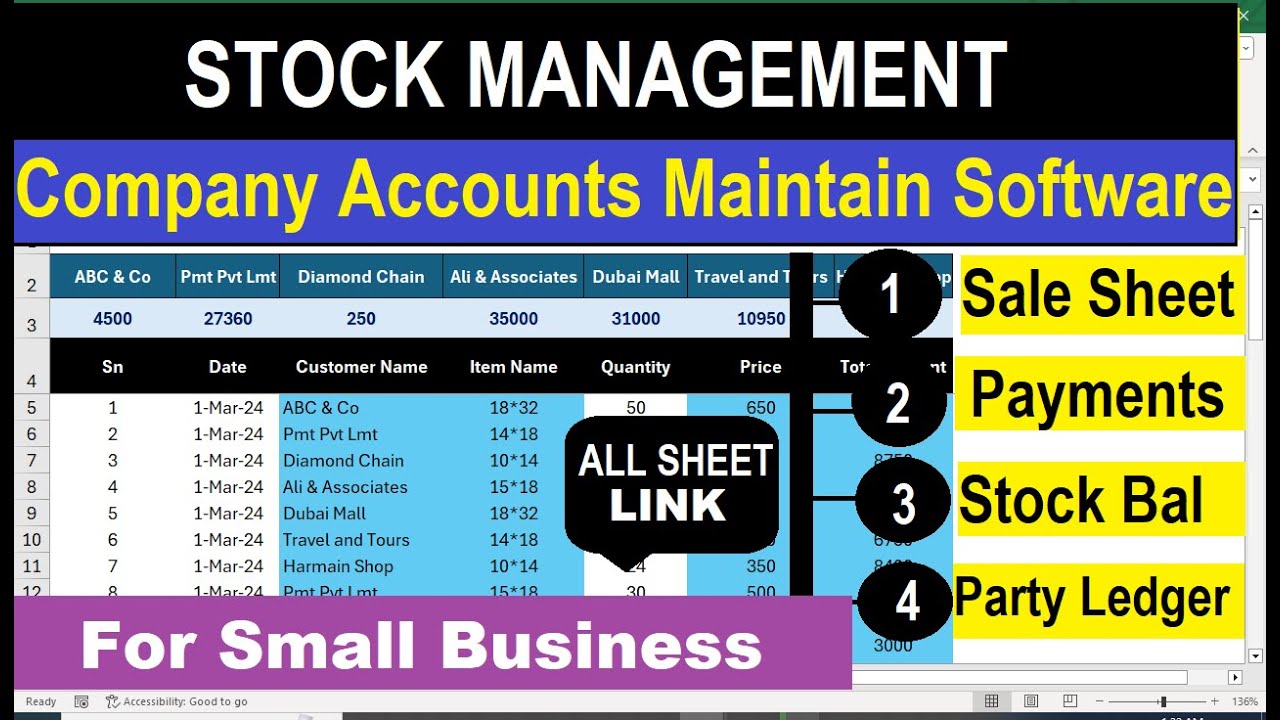 stock management software system companies using Excel - YouTube