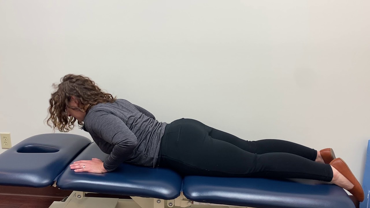Press Up Prone (prone prop lumbar stretch) - YouTube
