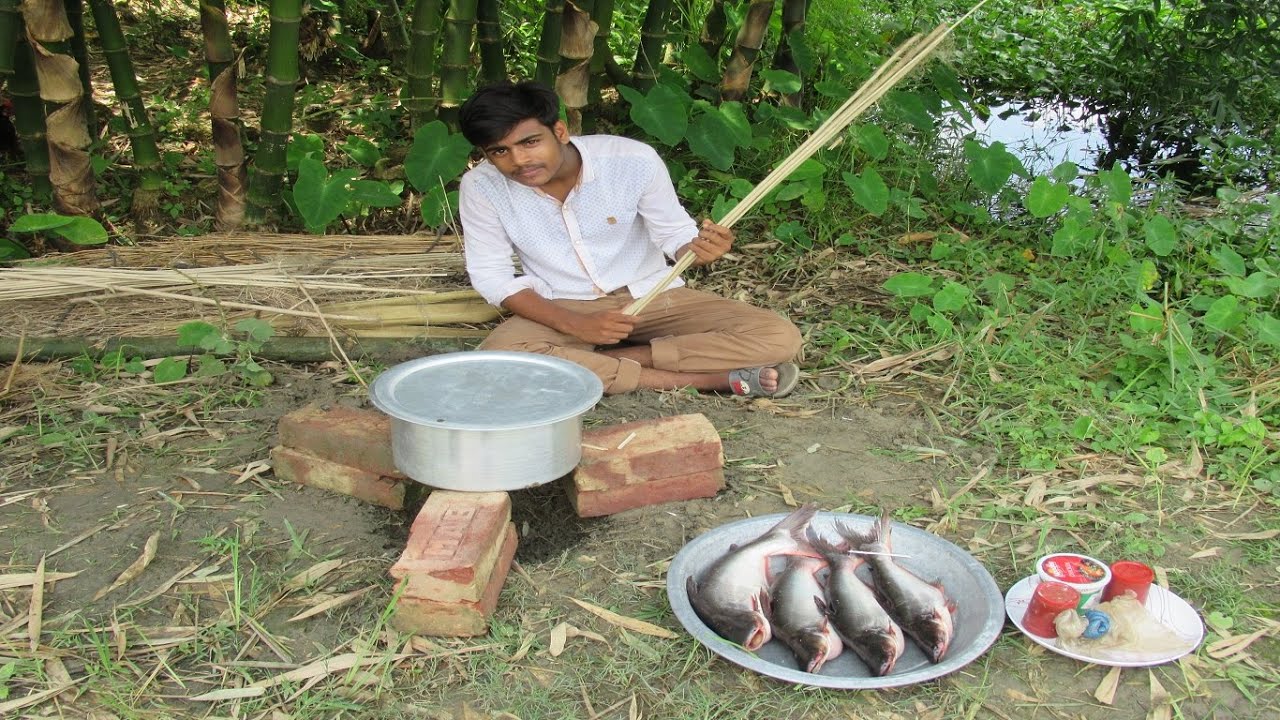 New Recipe Of 4 Big Pangash Fish By Village Boys | Pangash Fish Cooking ...