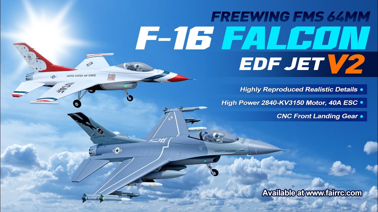 FMS 64mm F-16 Falcon EDF Jet V2 PNP - YouTube