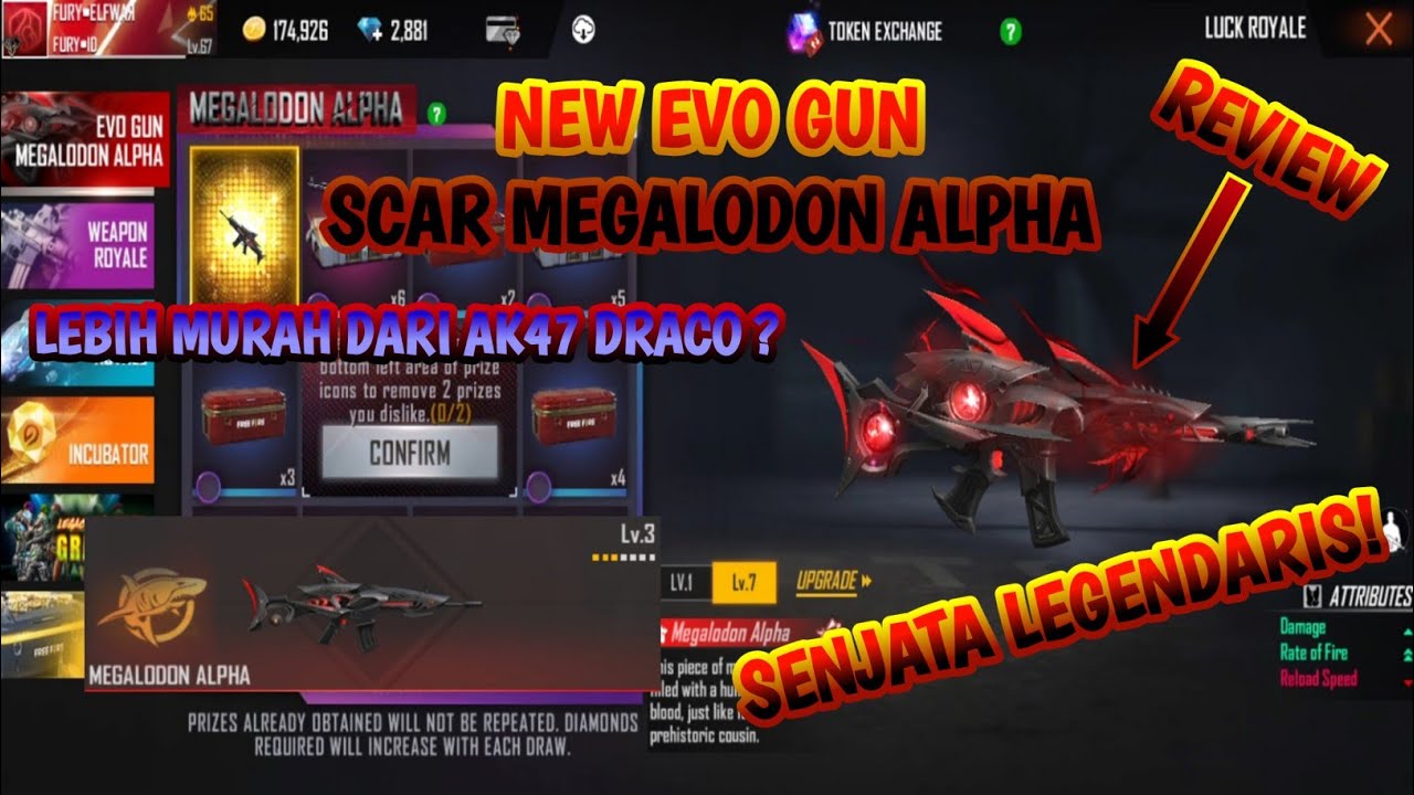 NEW EVO GUN SCAR MEGALODON ALPHA - Free Fire Indonesia - YouTube