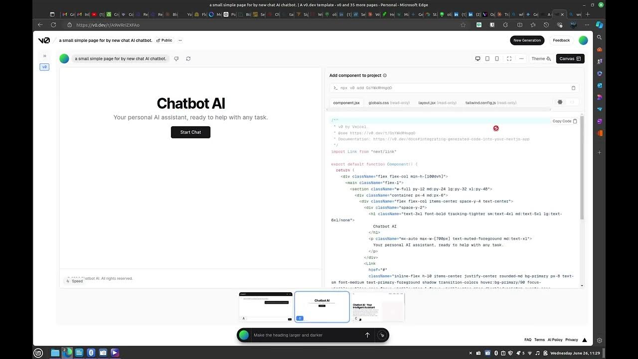 Trying Out Vercels V0 to build my chat bot in Mins - YouTube