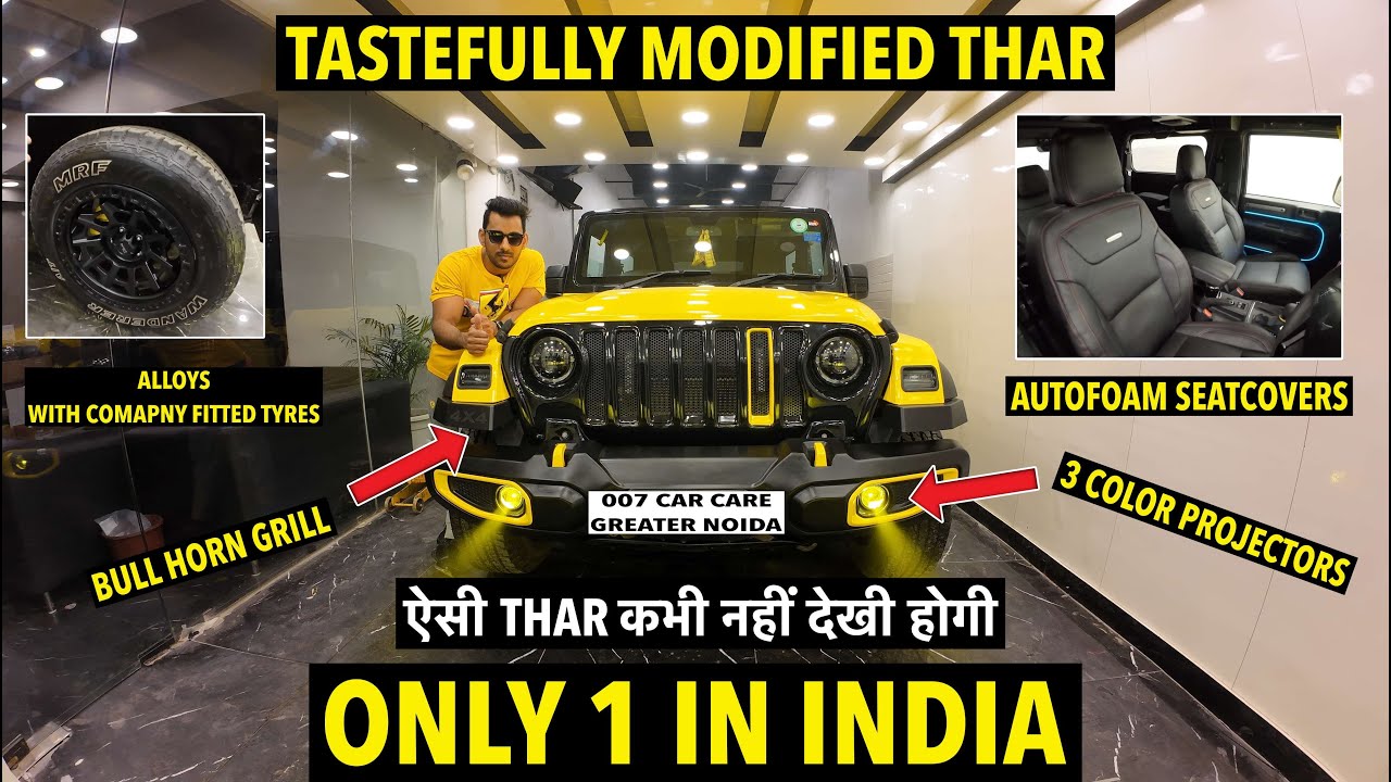 YELLOW WRAPPED THAR 🔥 | Only 1 in India 🇮🇳 | Best Thar Modification in ...