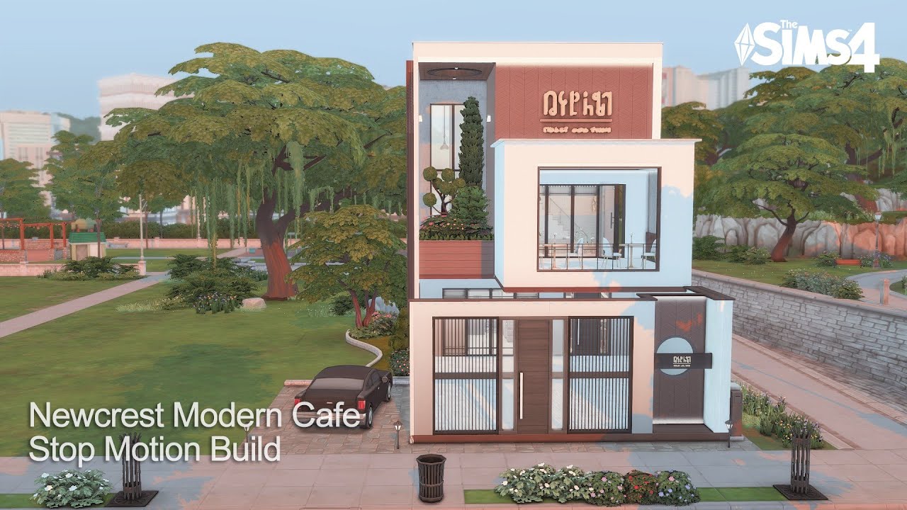 [심즈4] 뉴크레스트 모던 카페☕ SIMS4 NOCC Stop Motion Build Newcrest Modern Cafe ...