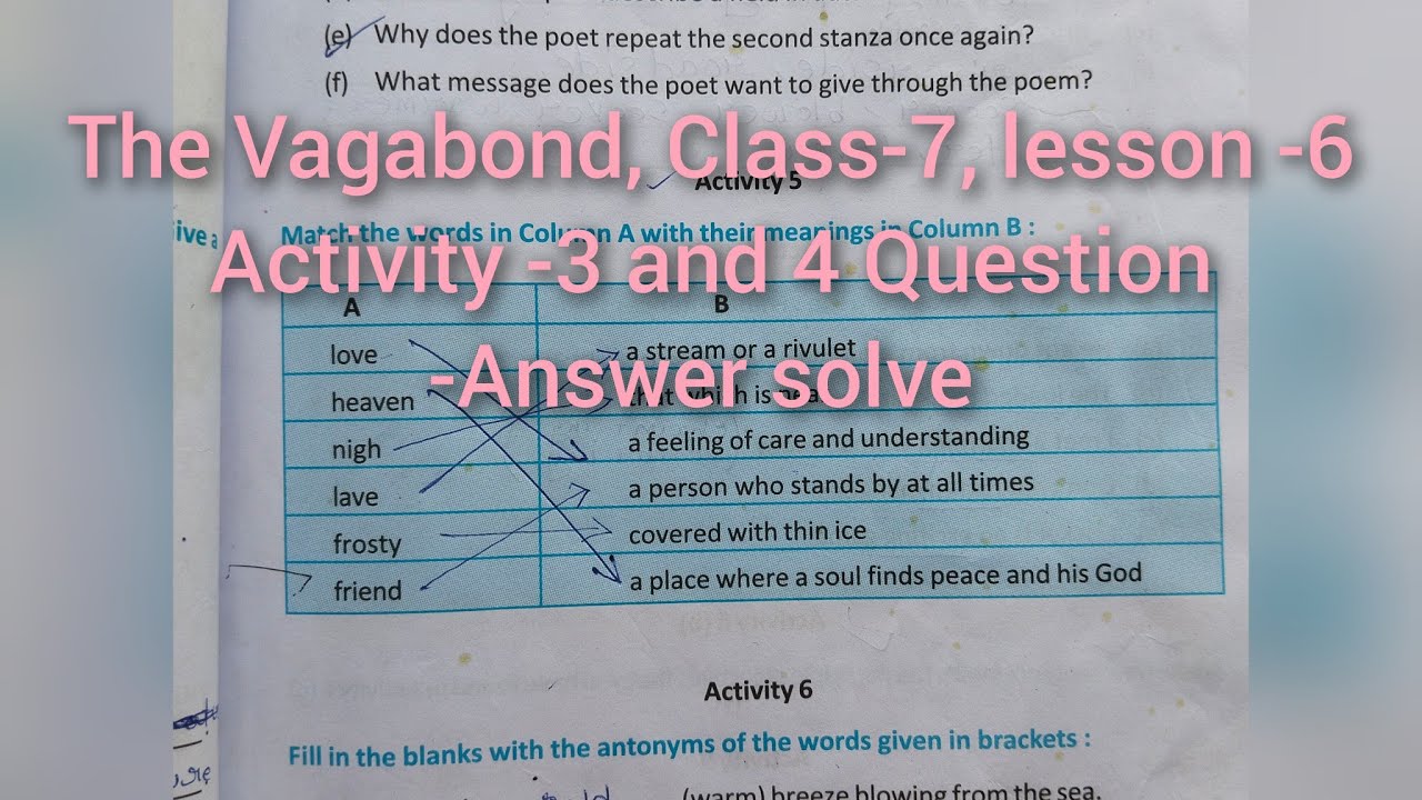 The Vagabond Class 7 Lesson 6 Activity 3 And 4 Question Answer the-vagabond-class-7-lesson-6-activity-3-and-4-question-answer