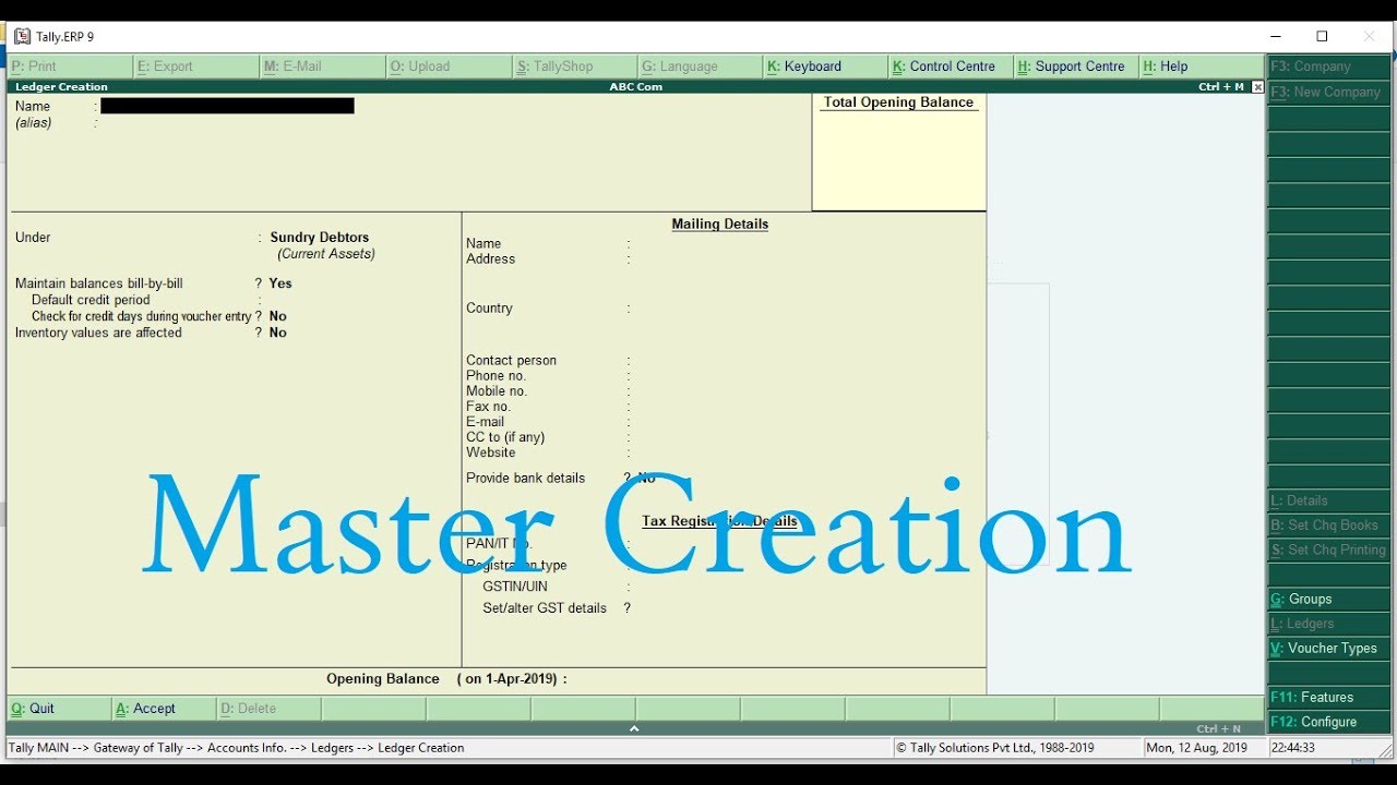 How to create Master in Tally.ERP9 - YouTube