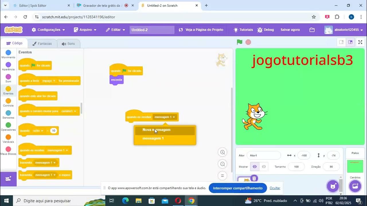 Como criar um jogo no Scratch - menu - YouTube
