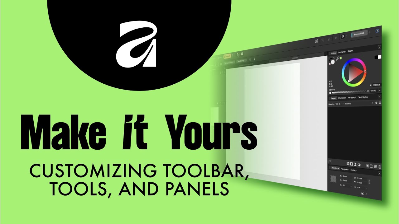 Make Affinity Layout Yours: Customize Toolbar, Tools & Panels - YouTube