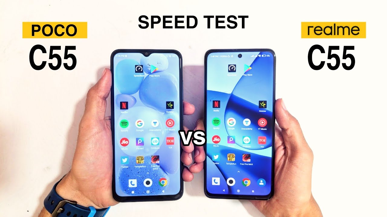 POCO C55 vs realme C55 Comparison & Speed test | C55 vs C55 🙅🏻‍♂️ - YouTube