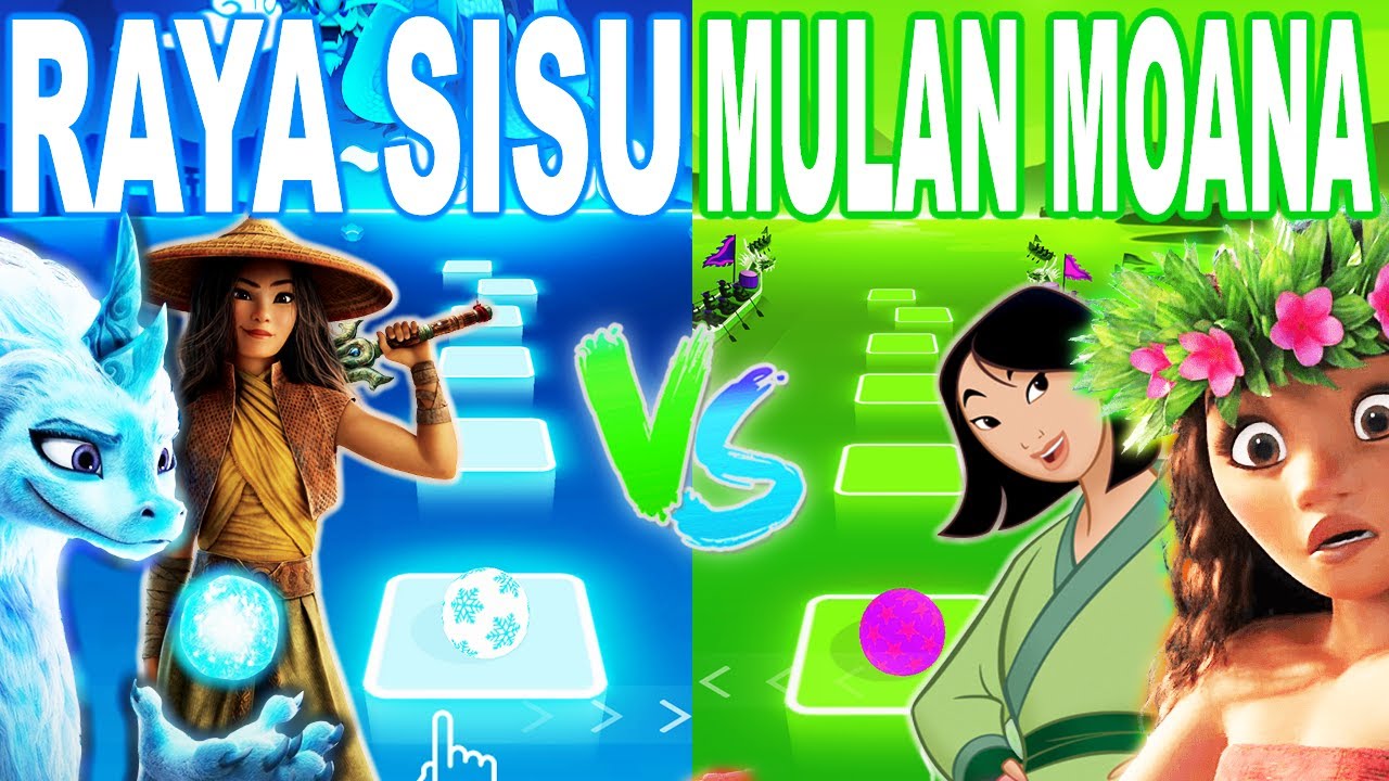 Raya And Sisu VS Mulan And Moana! Tiles Hop EDM Rush! - YouTube