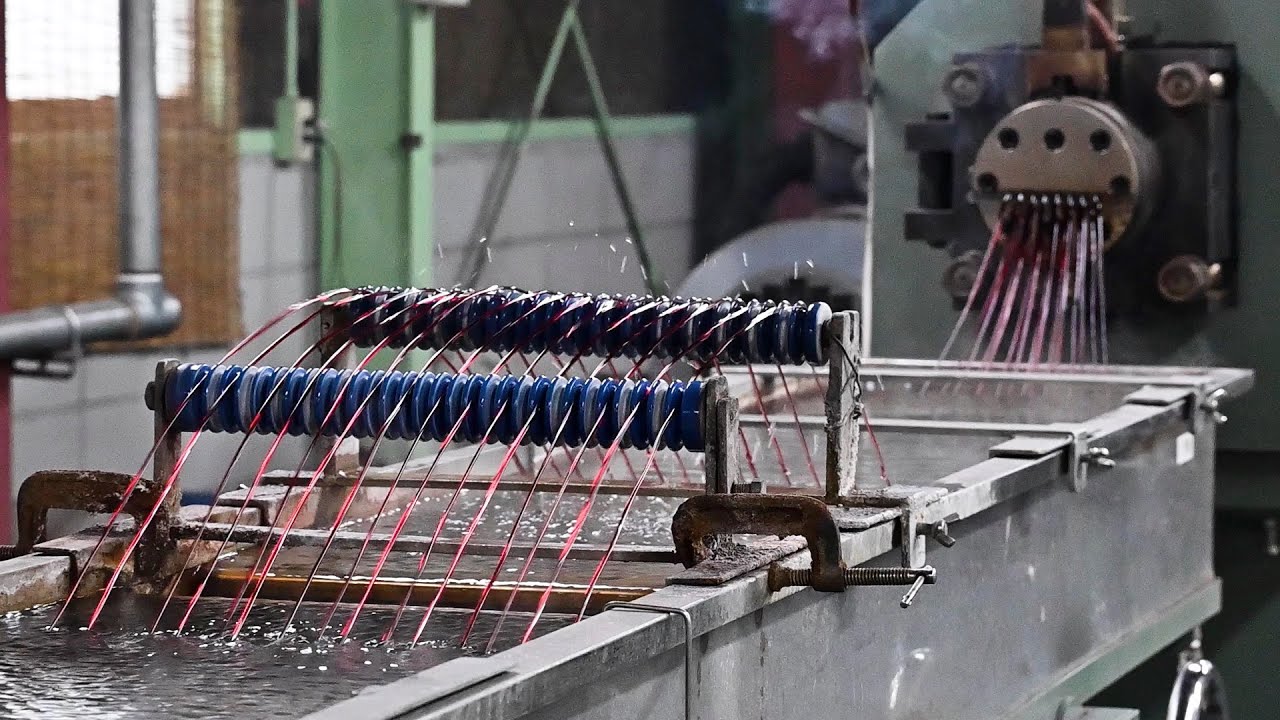 The amazing process of plastic raw materials. Japanese factory with an ...