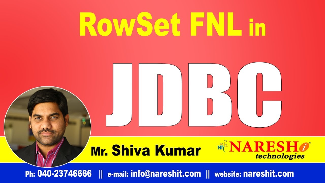 JDBC Tutorials | RowSet FNL | Advanced Java | Mr.Shiva Kumar - YouTube