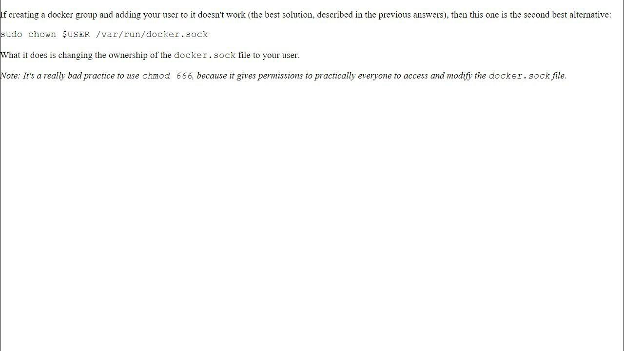 How to fix docker: Got permission denied issue - YouTube