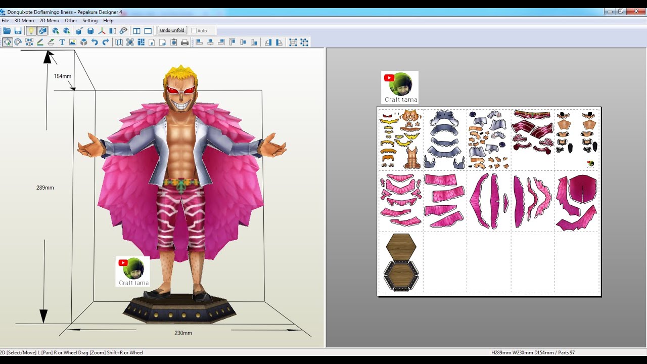 Papercraft One Piece - Donquixote Doflamingo Chibi Ver.2 - YouTube