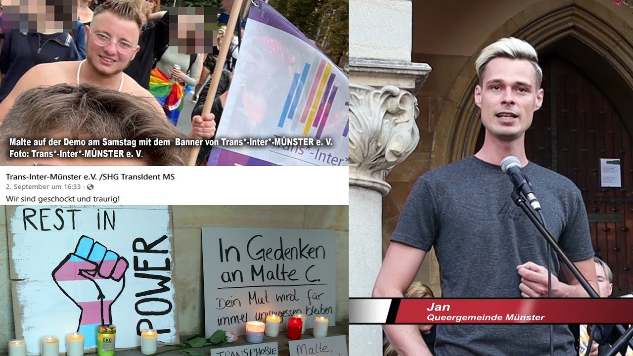 Trauer um Opfer queerfeinlicher Gewalttat Malte in Münster - Rede: Jan (Queergemeinde Münster ...