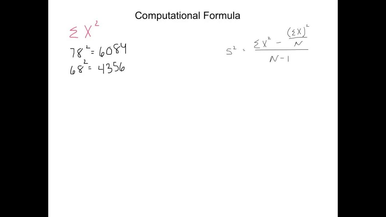 Computational Variance Formula YouTube Computational Variance Formula YouTube