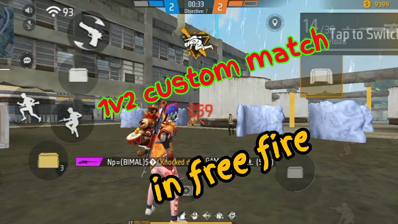 Free fire custom match | ff custom | 1v2 custom in free fire - YouTube