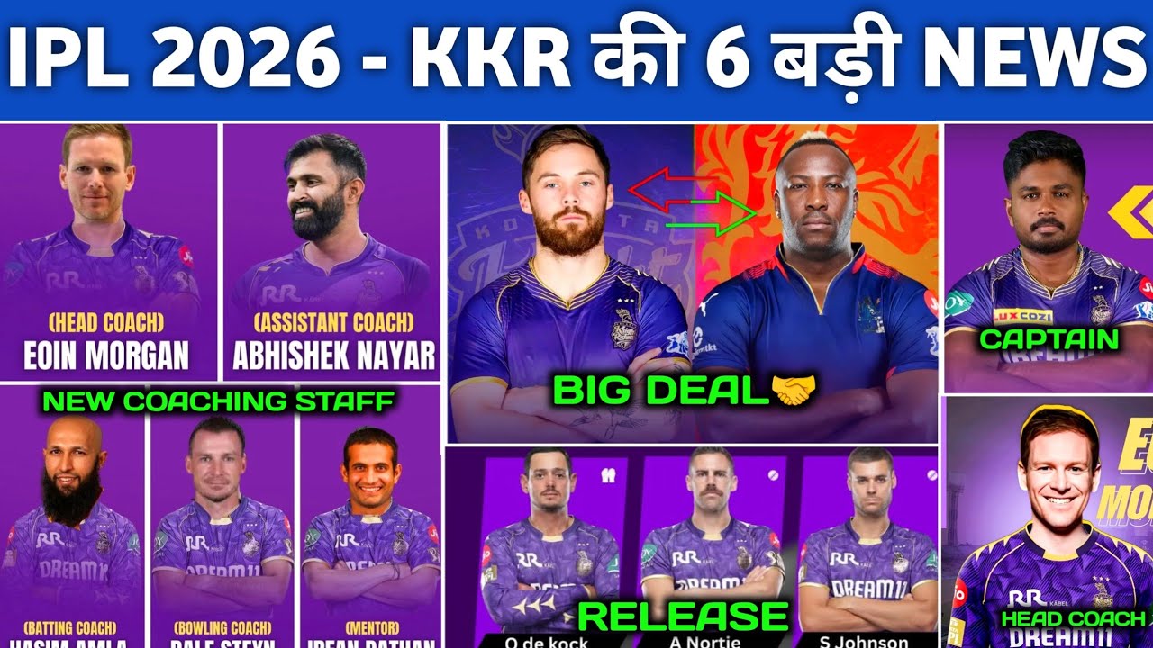 IPL 2026 KKR Big News - KKR New Trade Players | KKR Captain IPL 2026 ...
