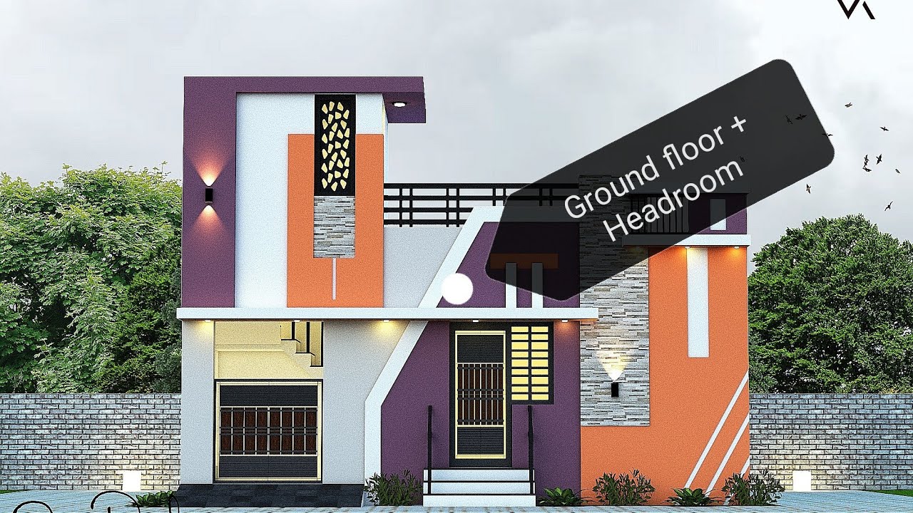 GROUND FLOOR ELEVATION + HEAD ROOM HOUSE ELEVATION #3dhouseelevation # ...