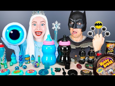 Blue Food vs Black Food Challenge 블루 블랙 푸드 챌린지Elsa Frozen vs Batman Mukbang by KIKIMO