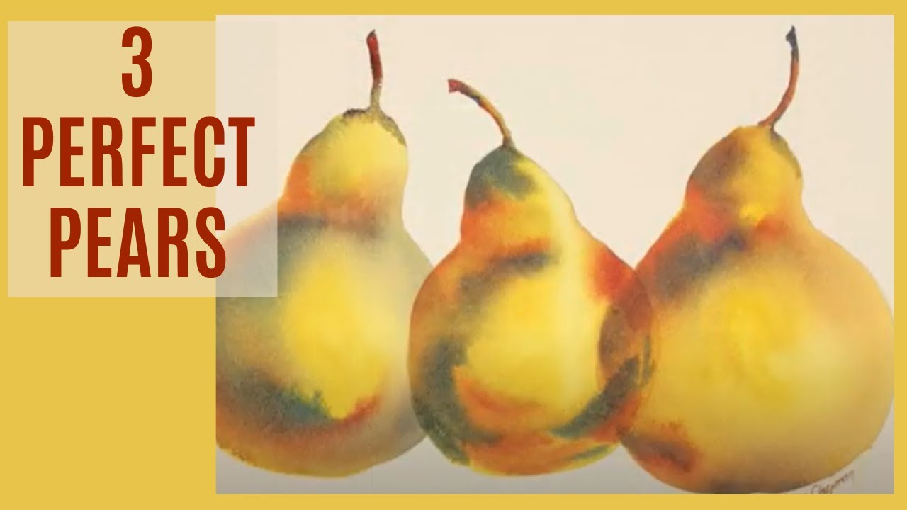 How to paint pears in watercolour - practice wet in wet and glazing - YouTube