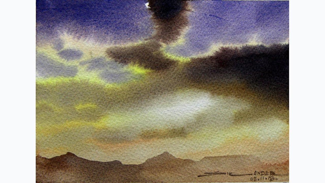 Easy watercolor clouds tutorial by sikander singh chandigarh india ...