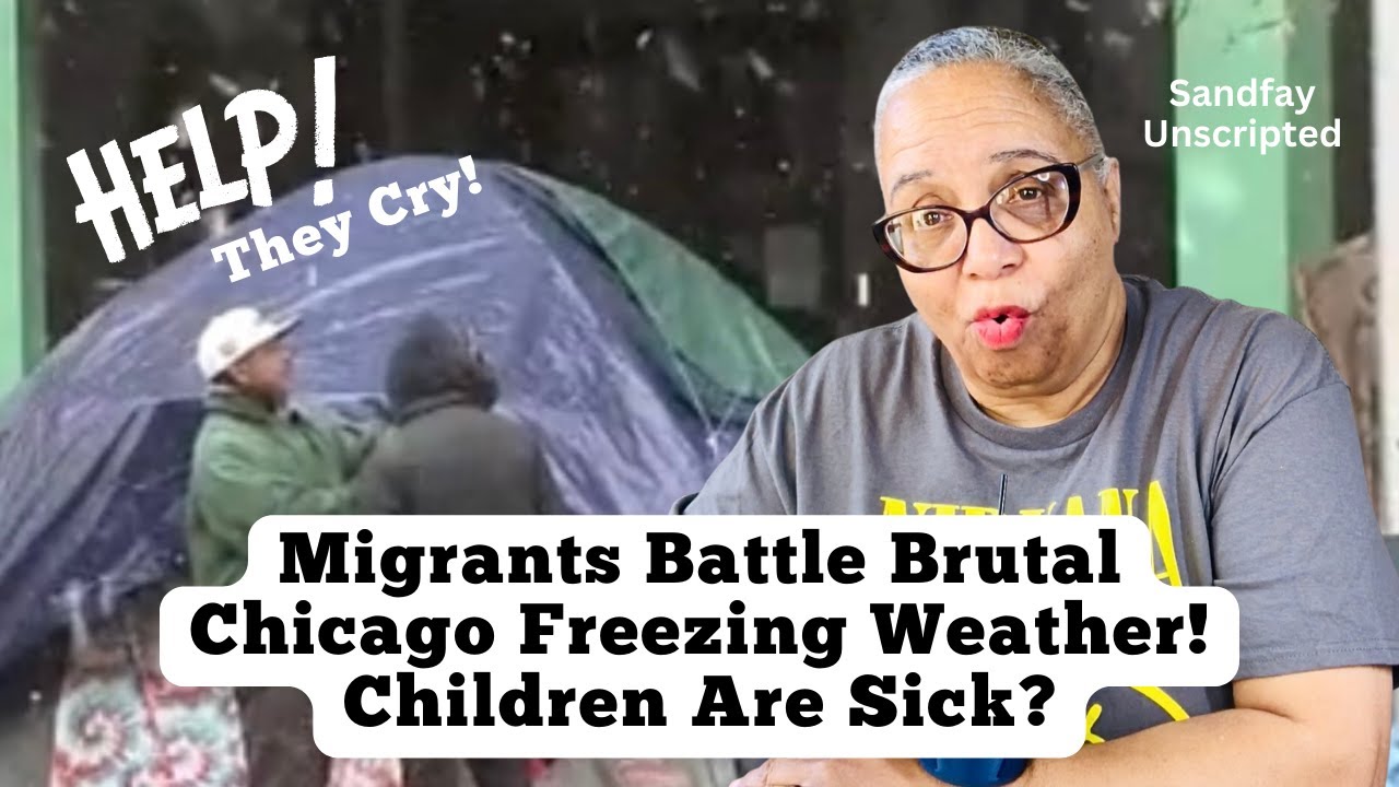 Homeless Migrants Freezing In The Cold Brutal Chicago Weather While ...