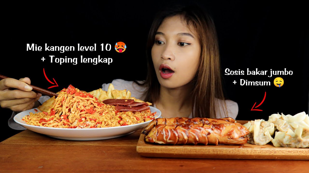 MUKBANG MIE PEDES KANGEN FULL CABE, DIMSUM, SOSIS BAKAR || ASMR MUKBANG INDONESIA - YouTube