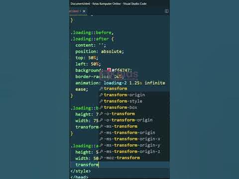 html and css loading animation #kelaskomputeronline - YouTube