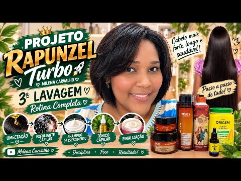 3ª LAVAGEM DO PROJETO RAPUNZEL TURBO! 😱 Minha Rotina Completa para o Cabelo Crescer