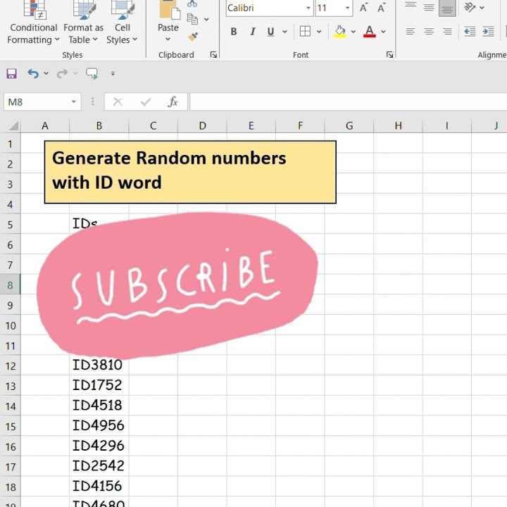 Generate Random IDs in Excel #shortfeed #mexcel #excel #excelformula #excelsolutions - YouTube