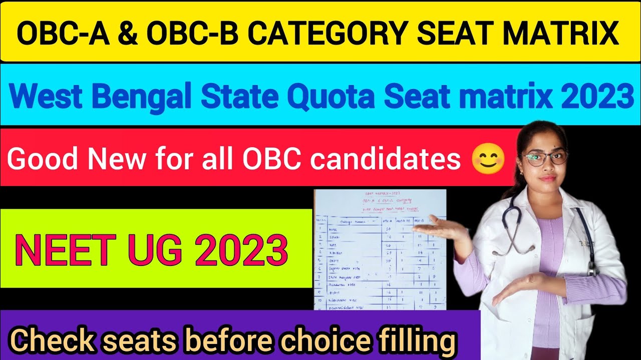 west bengal neet 2023 seat matrix /OBC-A & OBC-B college wise seat ...