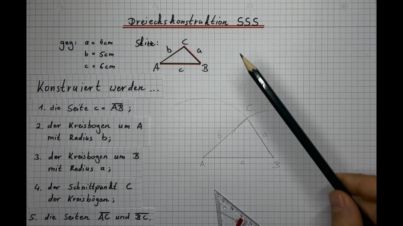 Dreieckskonstruktion SSS ; SWS ; WSW ; SsW - YouTube