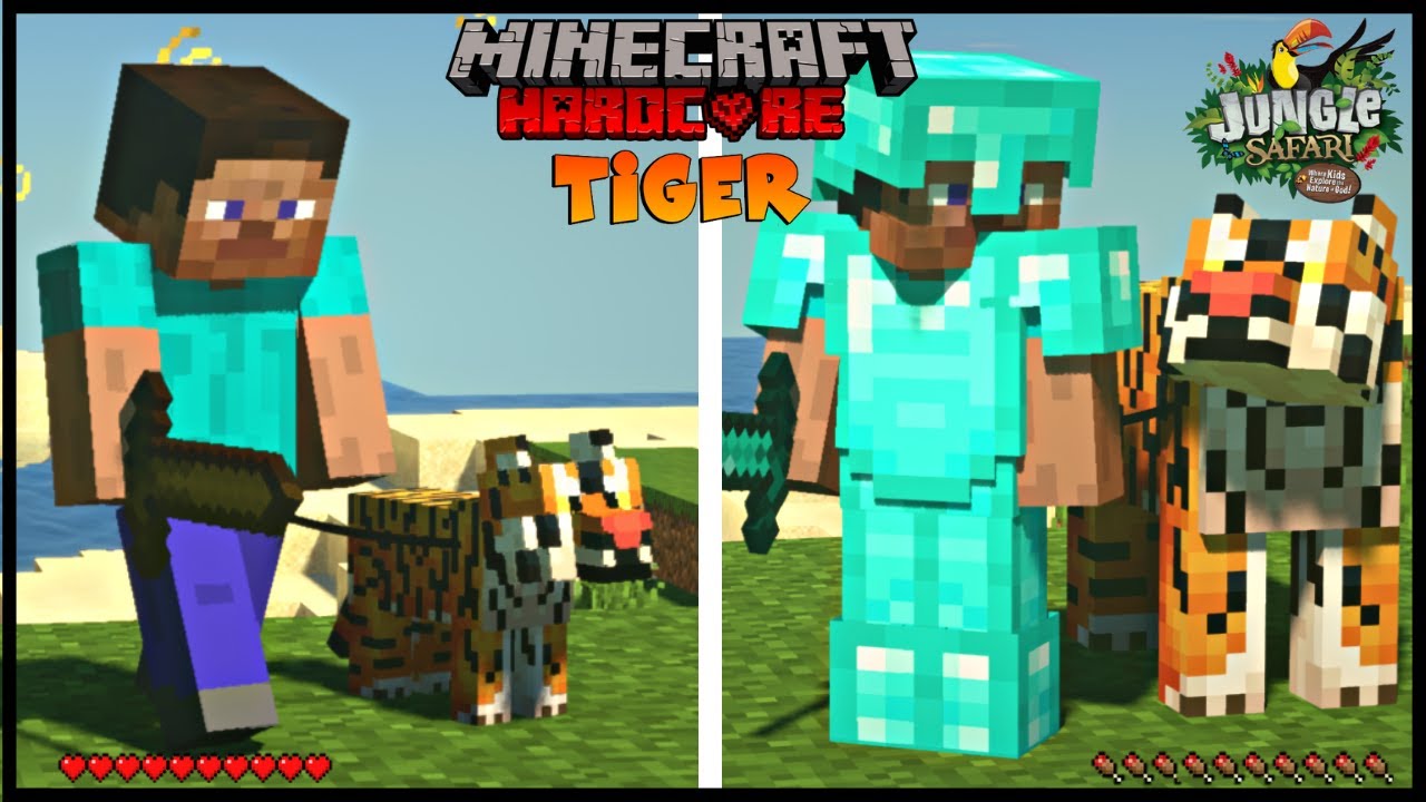 I TRANSFORM AND SURVIVED AS TIGER IN JUNGLE SAFARI IN MINECRAFT ...